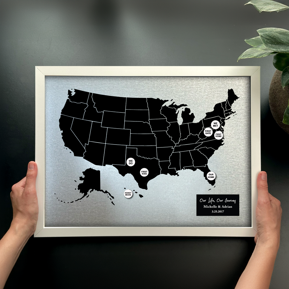 6th Anniversary - Iron Map with Custom Magnet Pins